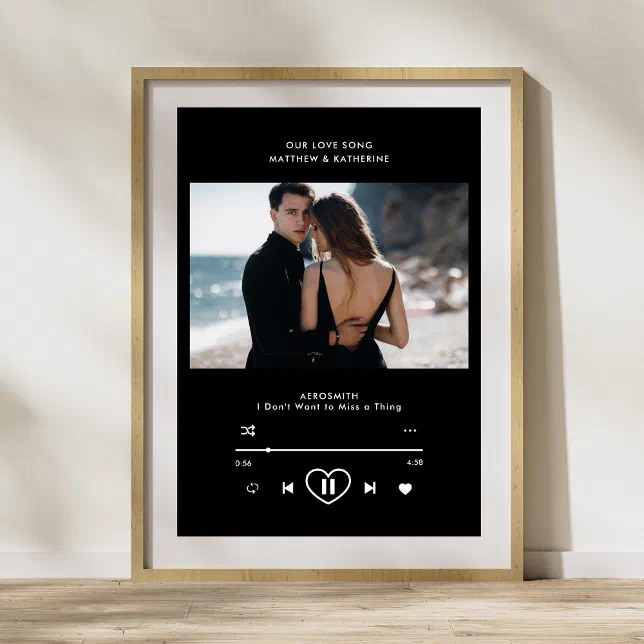 Our Love Song Black Photo Wedding Dance Song Poster | Zazzle
