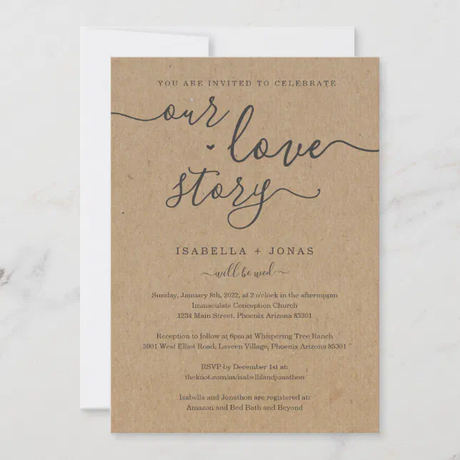 Our Love Story RSVP & Registry All in One Wedding Invitation | Zazzle