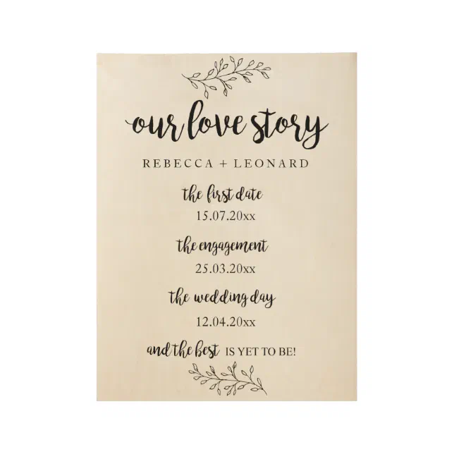 Our love story sign rustic wood poster | Zazzle
