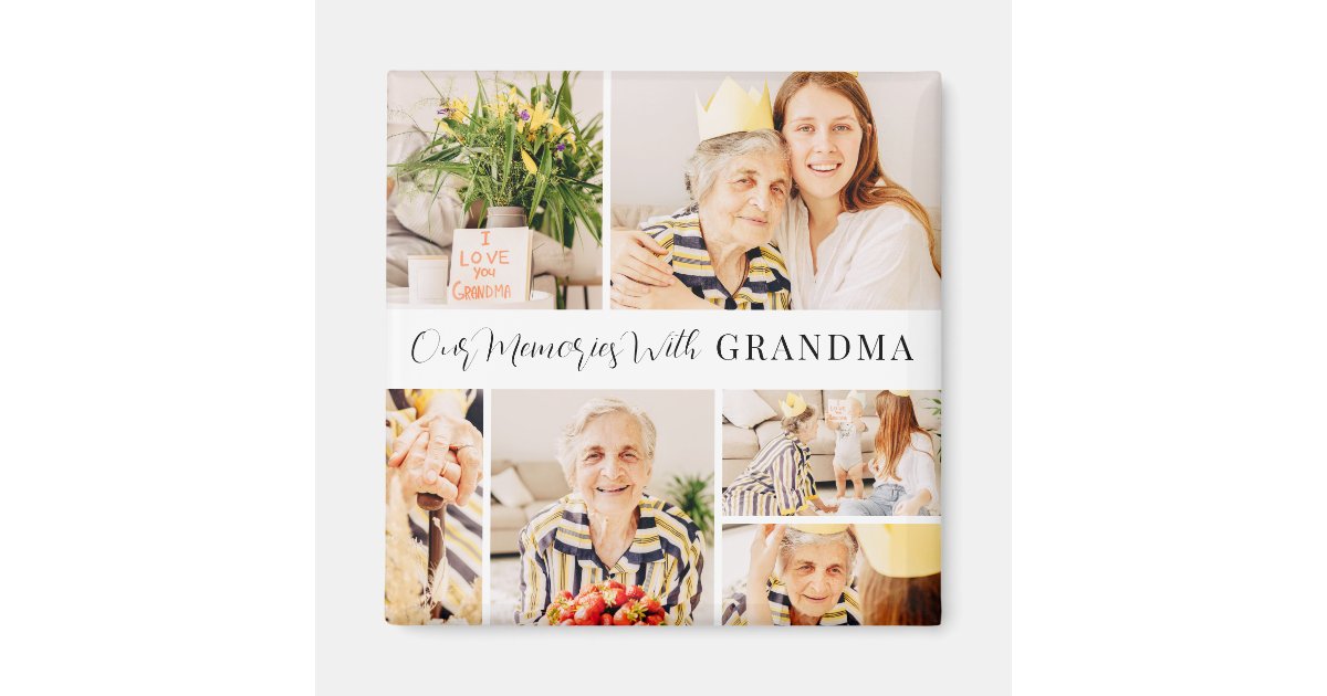 Our Memories with Grandma Modern Photo Collage Magnet | Zazzle