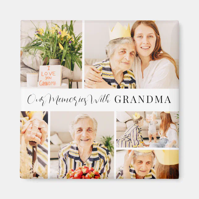 Our Memories with Grandma Modern Photo Collage Magnet | Zazzle