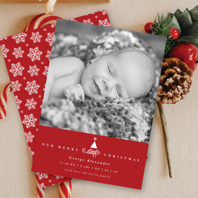 Our Merry Little Christmas Cute Baby 1st Christmas Holiday Card | Zazzle
