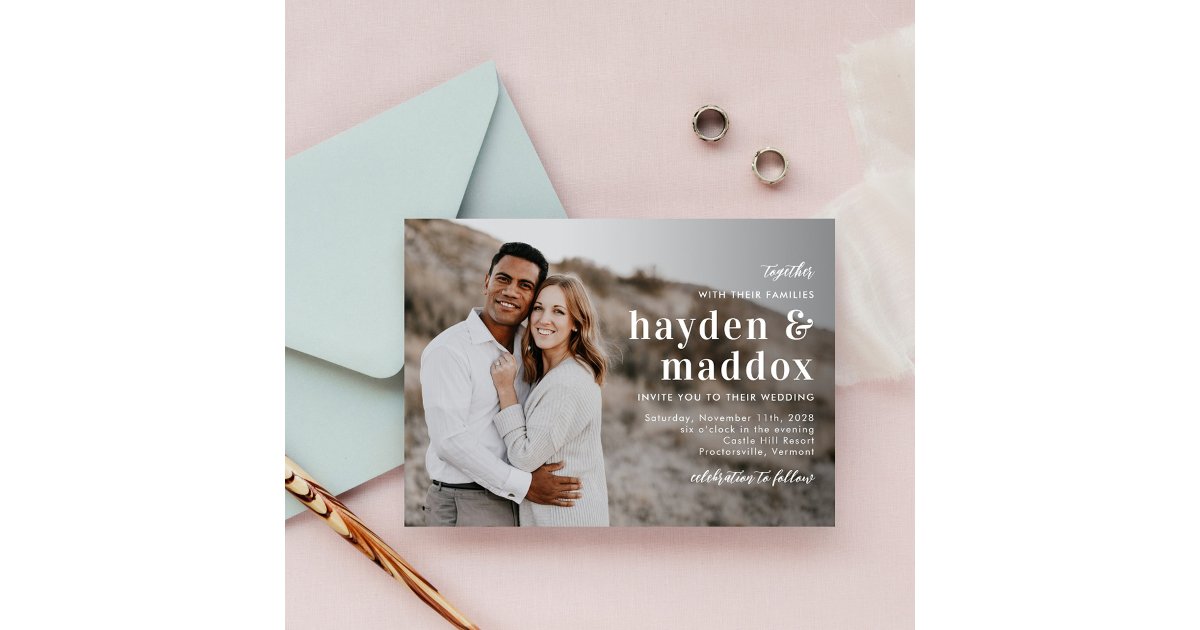 Our Moment Simple Elegant Photo Wedding Invitation | Zazzle