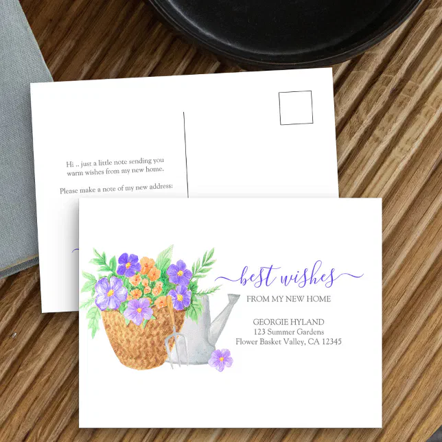 Our New Address Flower Planter Moving Announcement Postcard | Zazzle
