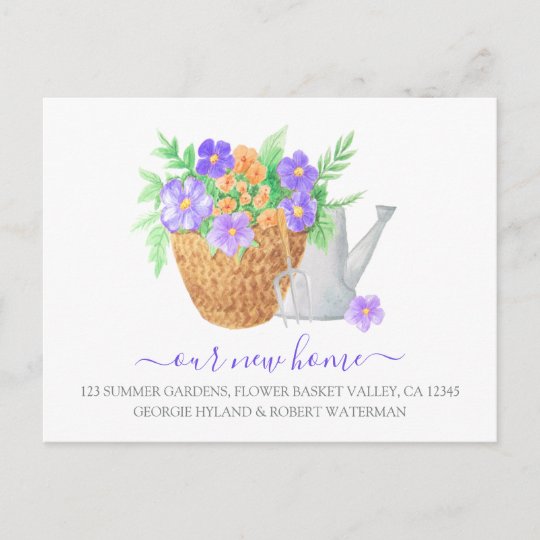 Our New Address Flower Planter Moving Announcement Postcard | Zazzle.com