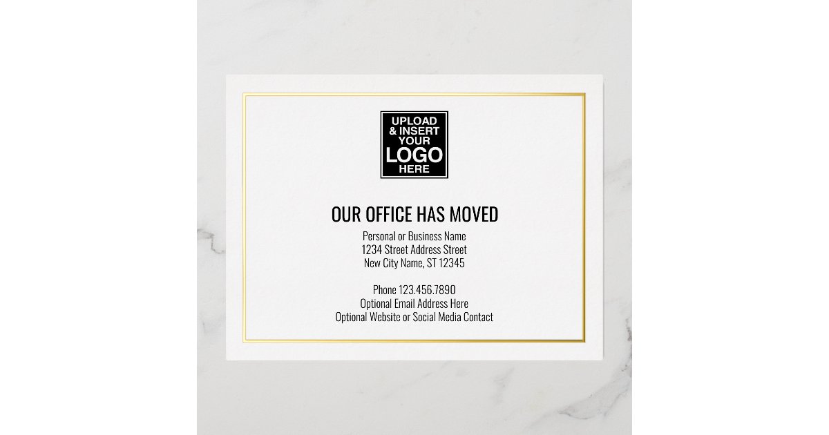 Our New Address Information with Business Logo Foil Invitation Postcard ...
