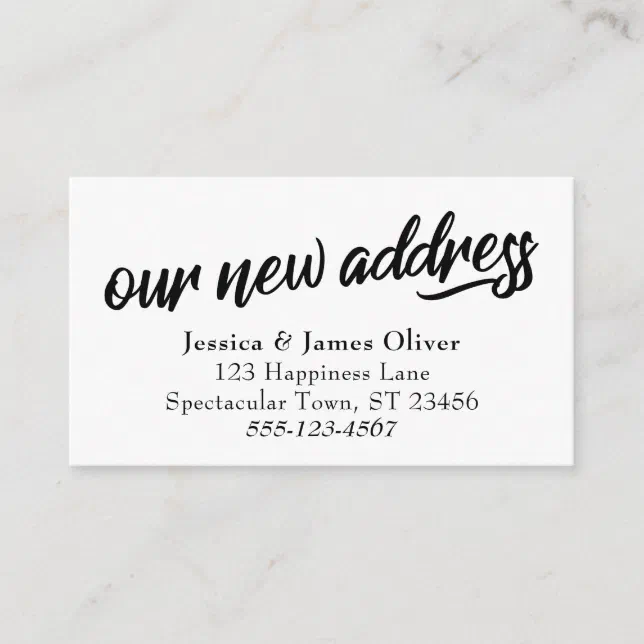"Our New Address" Minimal Typography Insert Card | Zazzle
