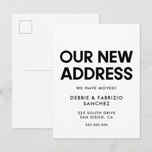 Our new address Minimalist moving announcement Postcard | Zazzle