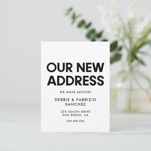 Our new address Minimalist moving announcement Postcard | Zazzle