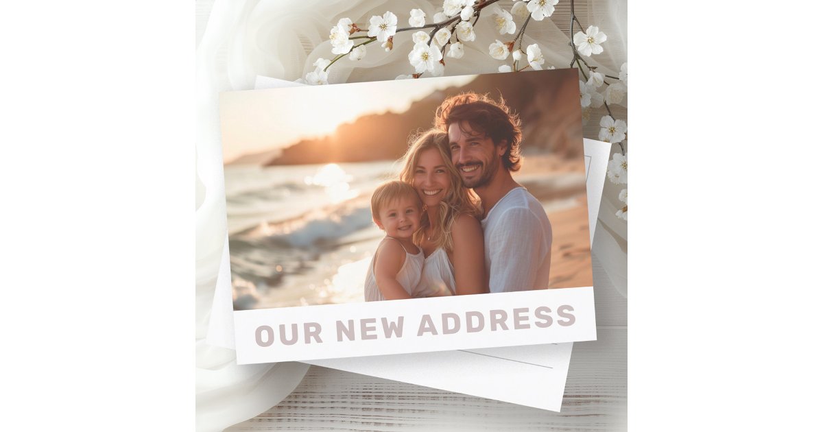 Our new address modern photo moving postcard | Zazzle