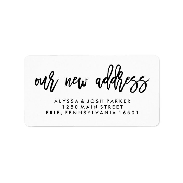 Our New Address | Simple Modern Typography Label | Zazzle