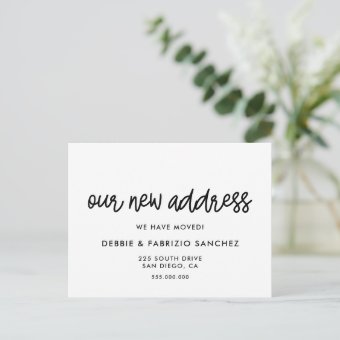 Our new address Simple moving announcement Postcard | Zazzle