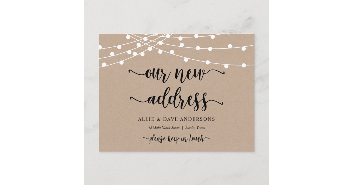 Our New Home Address, Moving Announcement, Kraft Postcard | Zazzle