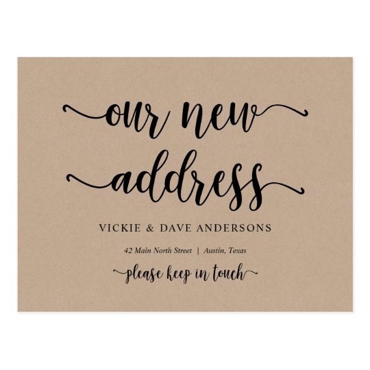 Our New Home Address, Moving Announcement, Kraft Postcard | Zazzle.com