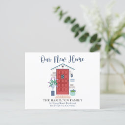 Our New Home Red Watercolor Front Door Postcard | Zazzle