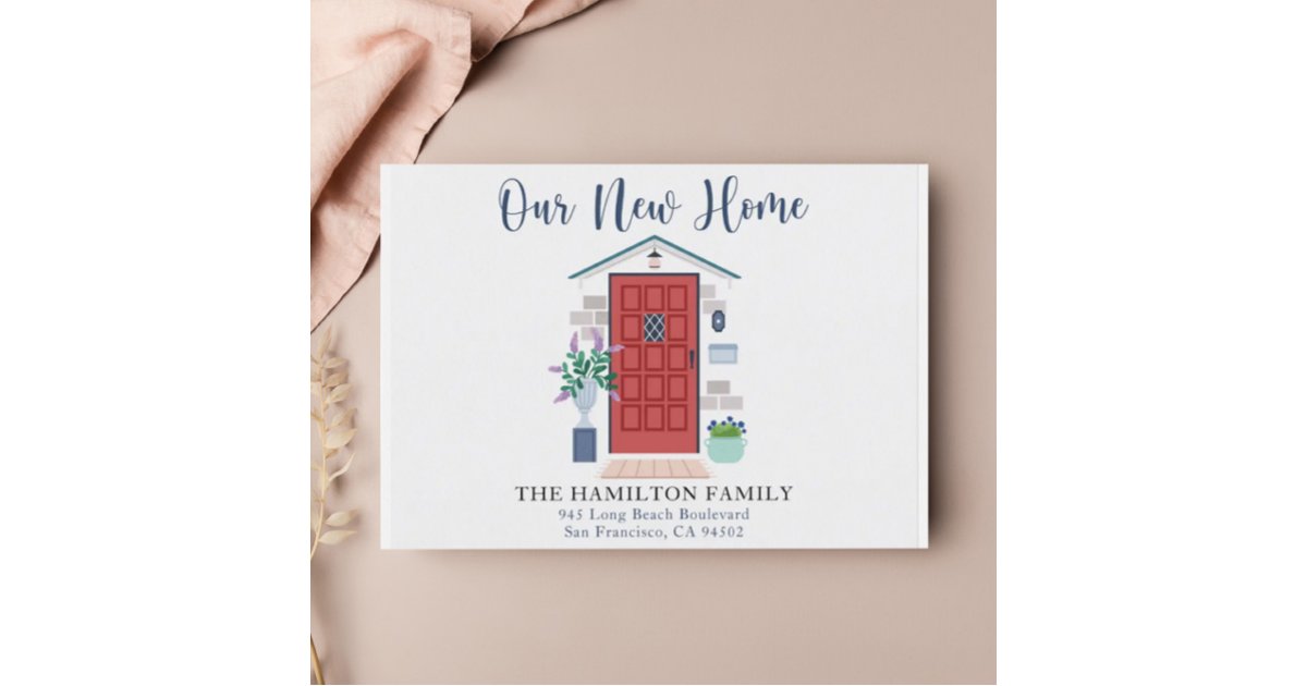 Our New Home Red Watercolor Front Door Postcard | Zazzle