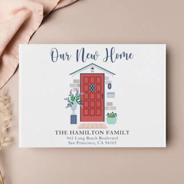 Our New Home Red Watercolor Front Door Postcard | Zazzle