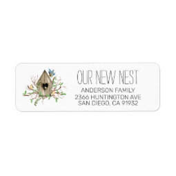 Our New Nest Birdhouse Return Address Label | Zazzle