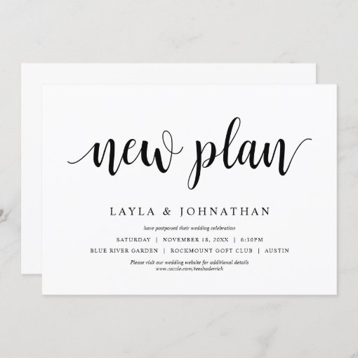 Our New plan Wedding Change the date Invitation | Zazzle