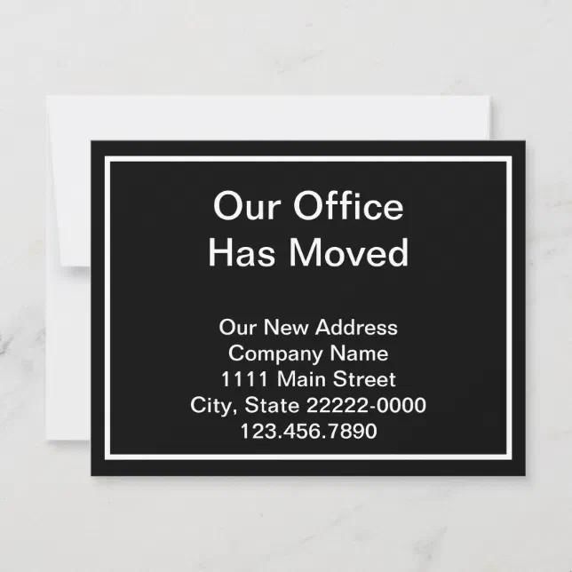Our Office Has Moved Black and White Announcement | Zazzle