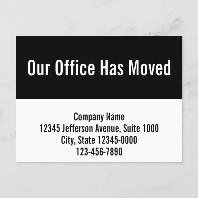 Our Office Has Moved Black and White Template Postcard | Zazzle
