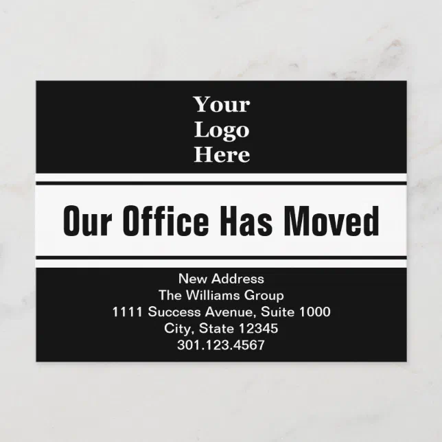 Our Office Has Moved Black and White Text Template Postcard | Zazzle