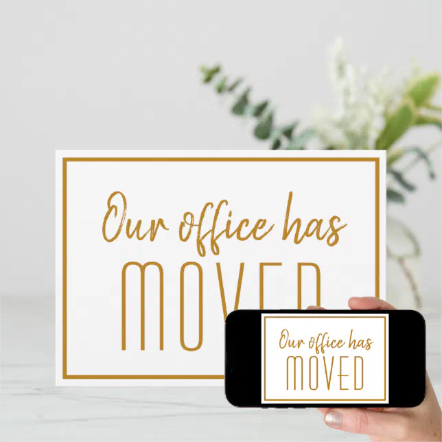 Our Office Has Moved Chic Gold Business Moving Announcement | Zazzle