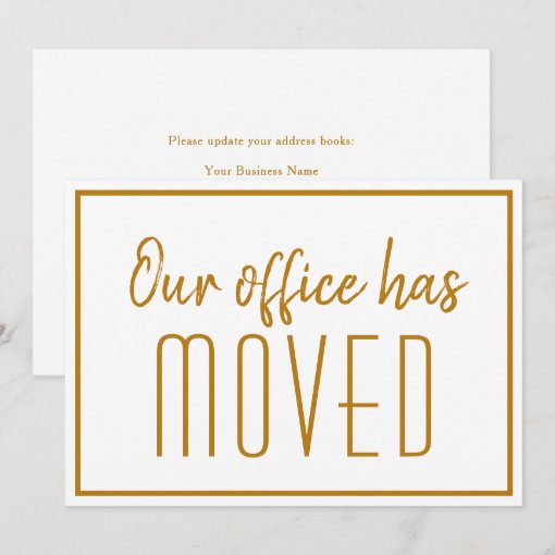 Our Office Has Moved Chic Gold Business Moving Announcement | Zazzle