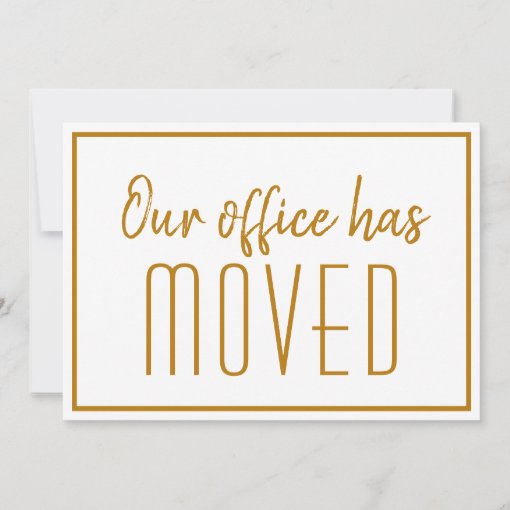 Our Office Has Moved Chic Gold Business Moving Announcement | Zazzle