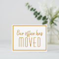 Our Office Has Moved Chic Gold Business Moving Postcard | Zazzle
