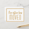 Our Office Has Moved Chic Gold Business Moving Postcard | Zazzle