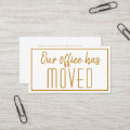 Our Office Has Moved Chic Gold New Address Business Card | Zazzle