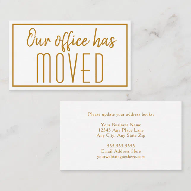 Our Office Has Moved Chic Gold New Address Business Card | Zazzle