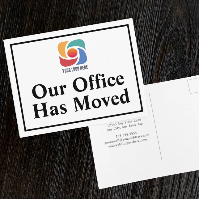 Our Office Has Moved Custom Business Logo Postcard | Zazzle