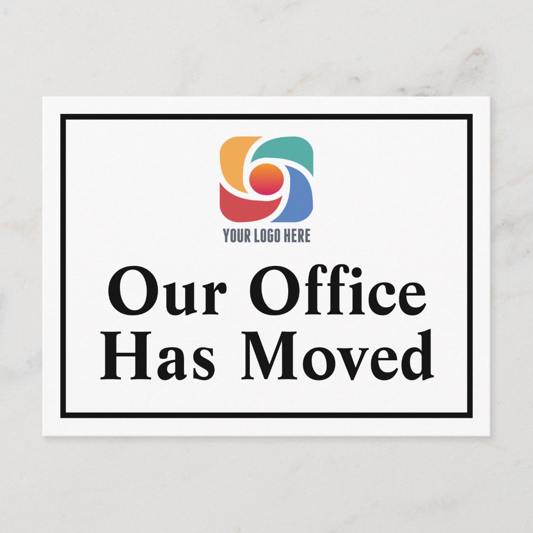 Our Office Has Moved Custom Business Logo Postcard | Zazzle