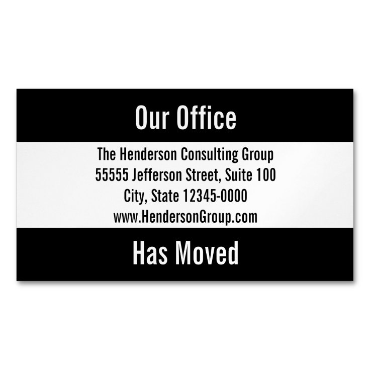 Our Office Has Moved Moving Announcement Template Business Card Magnet ...