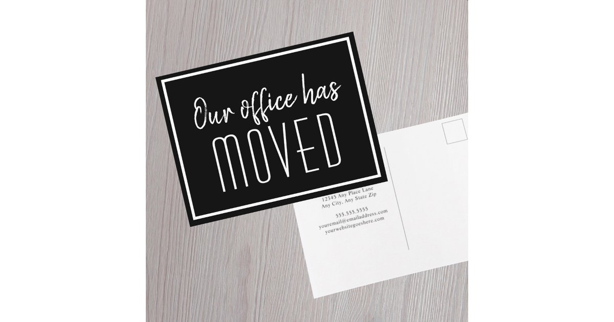 Our Office Has Moved Simple Black White Business Postcard | Zazzle