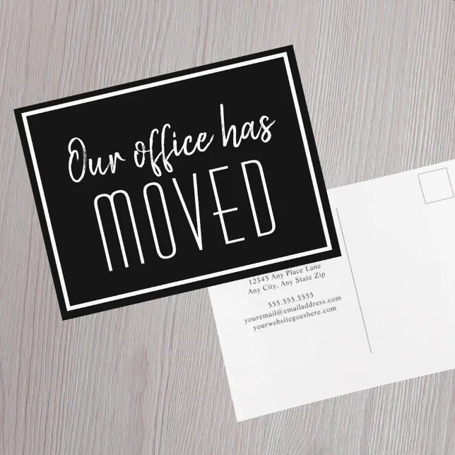 Our Office Has Moved Simple Black White Business Postcard | Zazzle