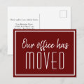 Our Office Has Moved Simple Red Business Moving Postcard | Zazzle