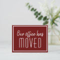 Our Office Has Moved Simple Red Business Moving Postcard | Zazzle