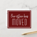 Our Office Has Moved Simple Red Business Moving Postcard | Zazzle