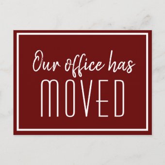 Our Office Has Moved Simple Red Business Moving Postcard | Zazzle