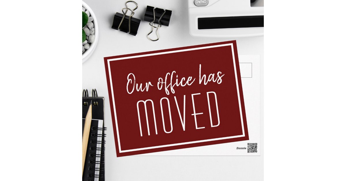 Our Office Has Moved Simple Red Business Moving Postcard | Zazzle