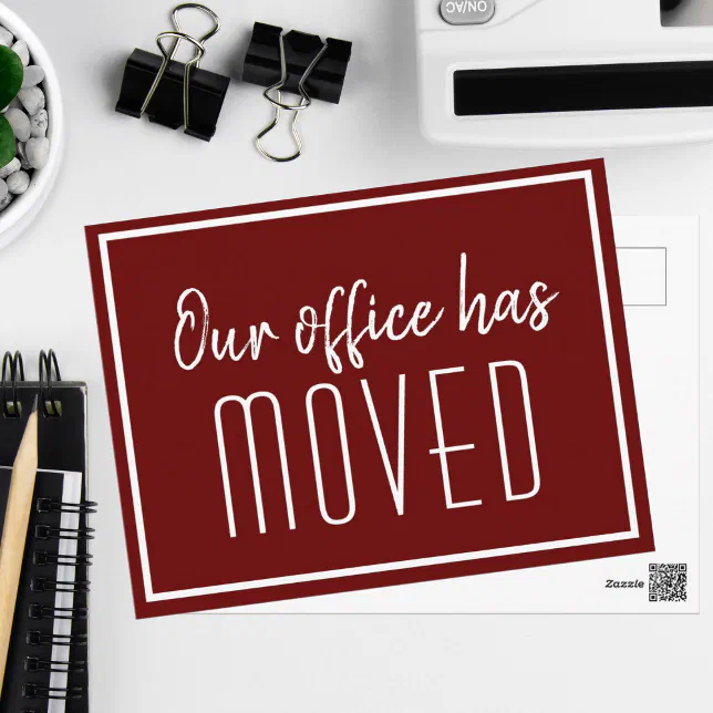 Our Office Has Moved Simple Red Business Moving Postcard | Zazzle