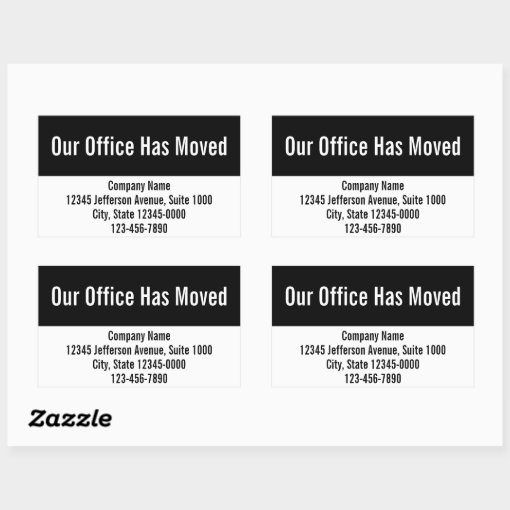 Our Office Has Moved Template Moving Announcement Rectangular Sticker ...