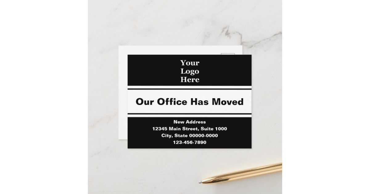 Our Office Has Moved Your Logo Moving Announcement Postcard | Zazzle