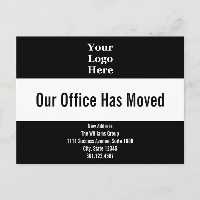 Our Office Has Moved Your Logo Moving Announcement Postcard | Zazzle