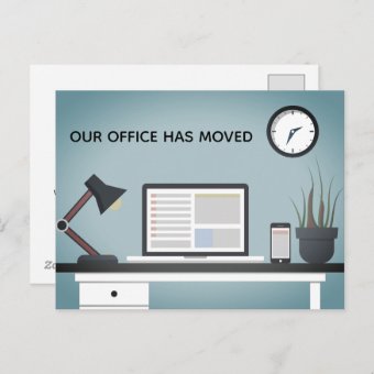 Our Office Moved Business Change of Address Desk Announcement Postcard ...