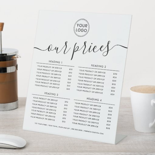 Our prices logo elegant price list pedestal sign | Zazzle