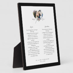 Our Promise Newlyweds Wedding Vows Heart Photo Plaque | Zazzle